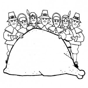 A Pilgrim And The Indian On Thanksgiving Day Dinner Coloring Page ...