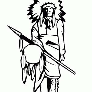 Native American Attacking With Tomahawk Coloring Page : Kids Play Color